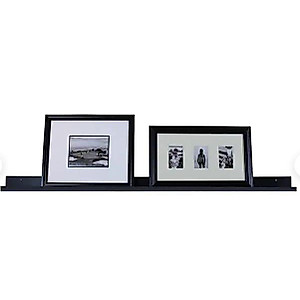 PARREN Shelves Rectangle Wood Wall Mounted Long Floating Picture Ledge Shelf, One, 72Wx4.5Dx3.5H, Black