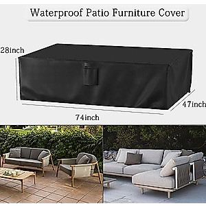 MRJ 600D Fabric Waterproof Outdoor Patio Furniture Covers - Protect Your Garden Furniture with Sun-Resistant 74 x 47 x 28 inch Dimensions
