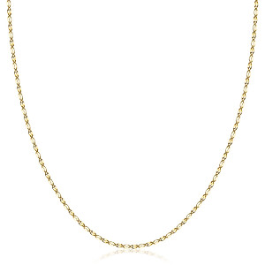 PORI JEWELERS 10K Solid Gold 2.0MM Diamond Cut Mirror Chain Necklace and Anklet - Unisex Sizes 10"-30" - Yellow, White, Rose or 3 Tone (Yellow, 20.00)
