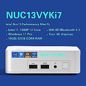 Reatan NUC13 Pro NUC13VYKi7 Vivid Canyon 32GBRAM 1TB SSD Mini PC Mini Computer,Win 11 Pro Mini Computers,Intel i7-1360P 12 Core,16 Thread, Up to 5 GHz Turbo,DDR4,WiFi 6E,BT 5.3,8K Support,USB 3.2