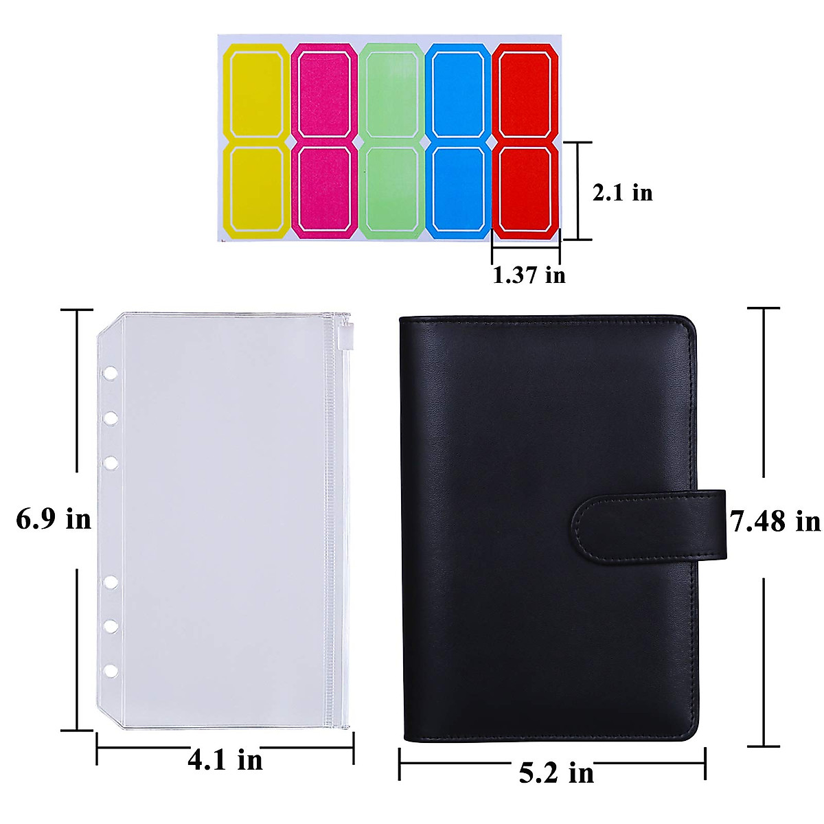 Antner Budget Binder with Zipper Envelopes, Money Binder Organizer with Cash Envelopes for Budgeting & Saving Money, A6 Budget Planner with 12 Cash Envelopes & 20 Colorful Stickers for Cash, Black