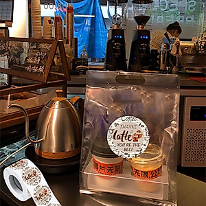 2 inch Thanks A Latte Appreciation Thank You Stickers Coffee Holiday Themed Sticker Labels for Party Favors,Small Business,Packaging Seals 500pcs