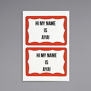 1InTheOffice Sticker Name Tags, Sticky Name Tags, Name Badge Stickers, 3.5" x 2.25", Self-Adhesive, Red, 100 Pack