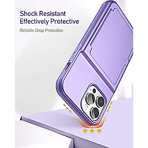 WeLoveCase for Cute iPhone 13 Pro Max Case for Women with Credit Card Holder & Hidden Mirror, Heavy Duty Protection Cover Protective Wallet Case for iPhone 13 Pro Max Light Purple