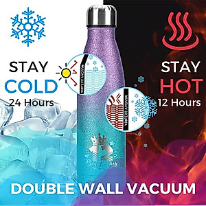 Onebttl 12 Year Old Girls Gifts, Tween Girl Gifts, Birthday Gifts for Girls 12-year-old, Novelty 12th Birthday Gifts for Girls, 17oz (500ml) Insulated Stainless Steel Bottle, Unique Box Included