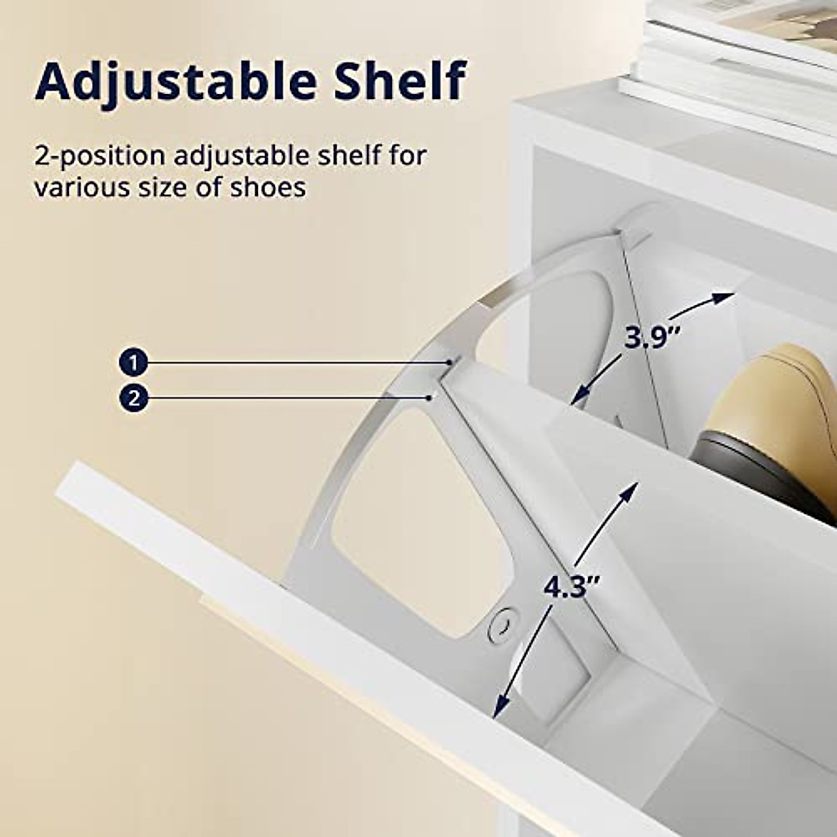 Cozy Castle Freestanding Shoe Storage Cabinet for Entryway with 3 Flip Drawers, Narrow Shoe Rack Cabinet, White (42.51" W x 10.04" D x 42.51" H)