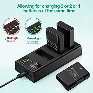 FirstPower EN-EL14 / EN-EL14a Battery 3-Pack and Triple Slot Charger for Nikon D3500 D3400 D3300 D3200 D3100 D5600 D5500 D5300 D5200 D5100 DF Coolpix P7000 P7100 P7700 P7800 Cameras