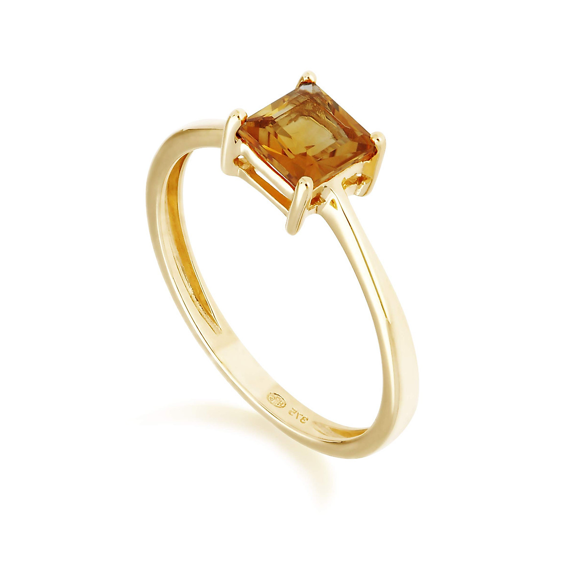 Ivy Gems Yellow Gold 10K Princess Square Cut Citrine 5 mm Stacking Anniversary Ring Contemporary Design for Women November Birthstone Size 8