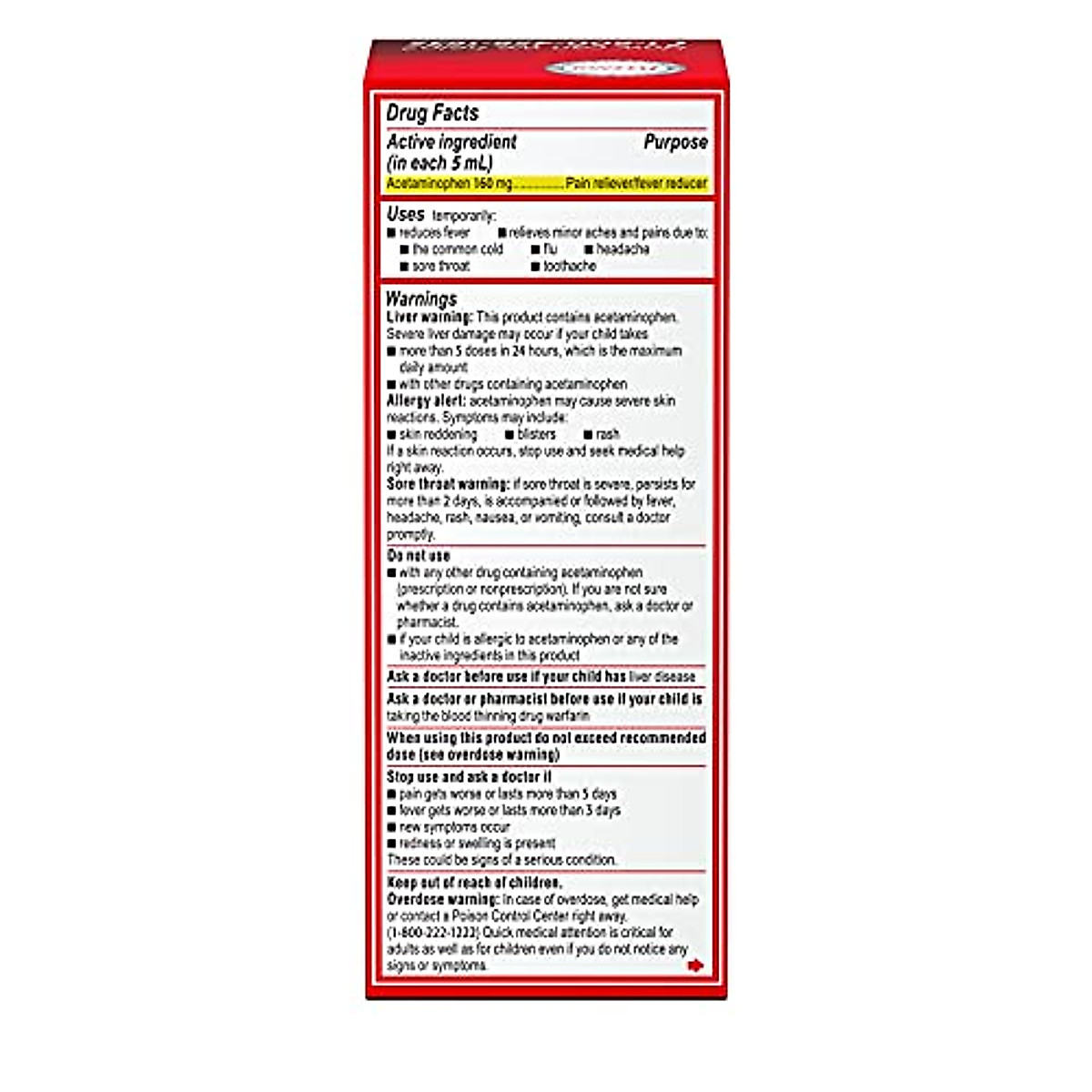 Children's Tylenol Oral Suspension Acetaminophen Medicine, Dye-Free Cherry, 4 fl. oz