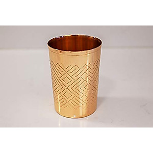 Alchemade 100% Pure Copper Mint Julep Tumbler Cups - 10 Oz Derby Cups With Etched Geometric Design For Mint Juleps, Cocktails, Or Your Favorite Beverage - Keeps Drinks Colder, Longer