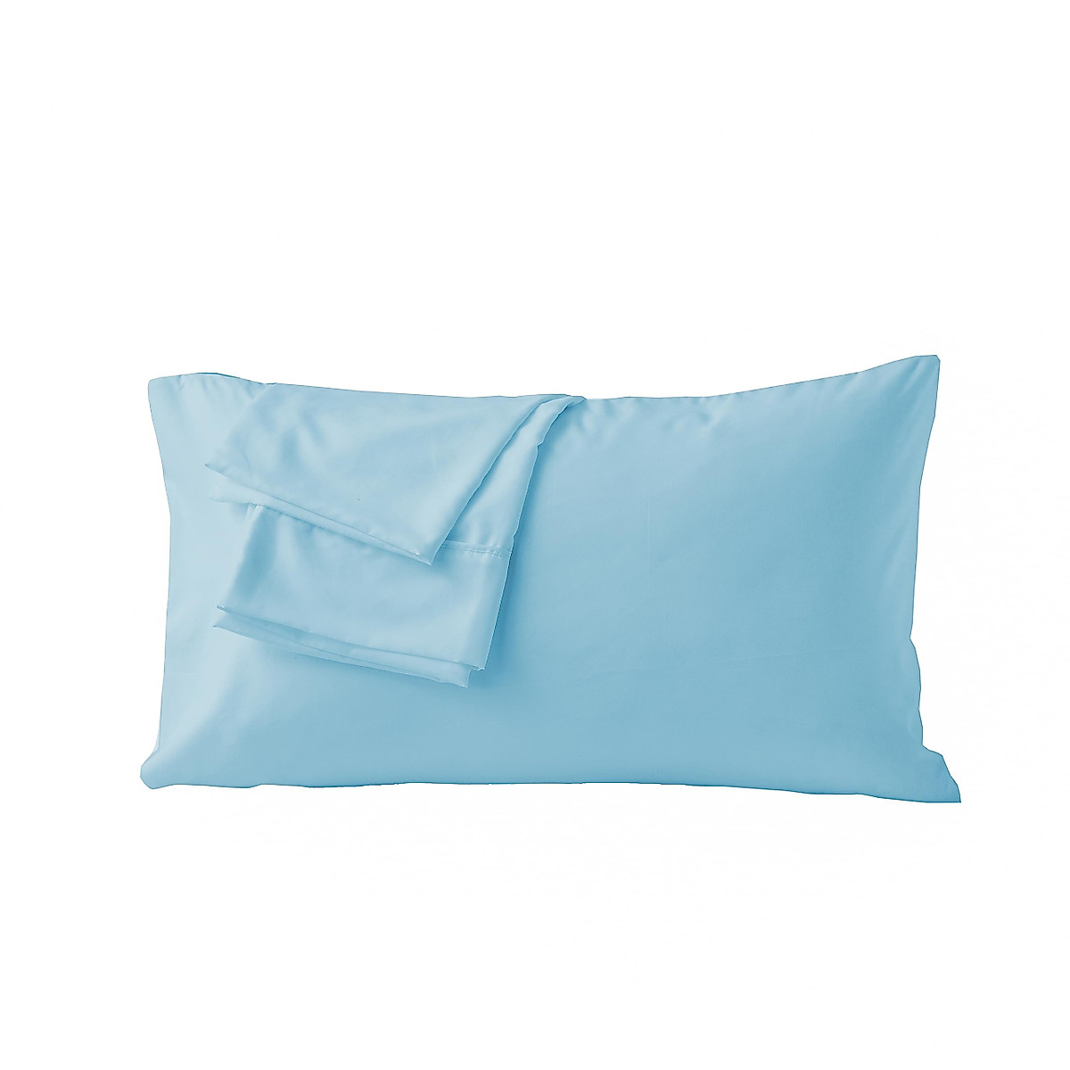 Pillowcases Queen Light Blue Set of 2 Envelope Closure End Easy Fit All Season Warm Soft and Breathable Material Machine Washable