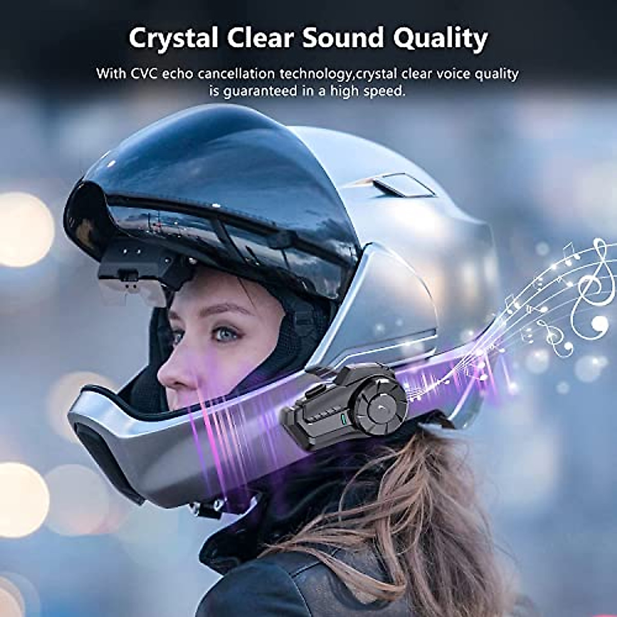 G G-WEI Motorcycle Bluetooth Headset Intercom 800M 2 Riders Motorbike Headphone IP65 Waterproof Interphone Communication System for Full Face Helmet, Flip-up Helmets (2 Pack)