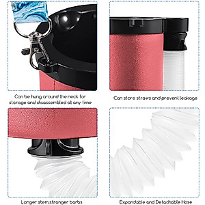 G · PEH Portable Can or Bottle Cooler Cup with 2 Detachable Expandable Hose Funnel Drink Cup with Bottle Opener Keychain Cleaning Brush for Your Perfect Party to Funnel Your Drink and Happy-(RED)