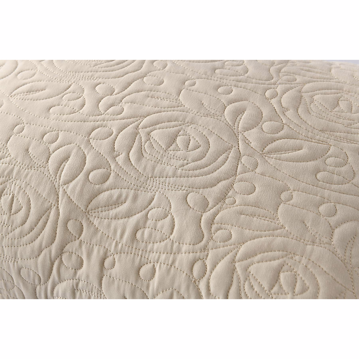 MarCielo 2-Piece Embroidered Pillow Shams, Queen Size Decorative Microfiber Pillow Covers Set, Standard Size Beige