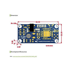 Waveshare GSM/GPRS/GNSS/Bluetooth HAT for Raspberry Pi 2B/3B/3B+/Zero/Zero W Based on SIM868 Support SMS Data Transfer ect.