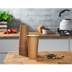 Comfy Package [20 oz. - 100 Pack] Kraft Paper Hot Coffee Cups- Unbleached