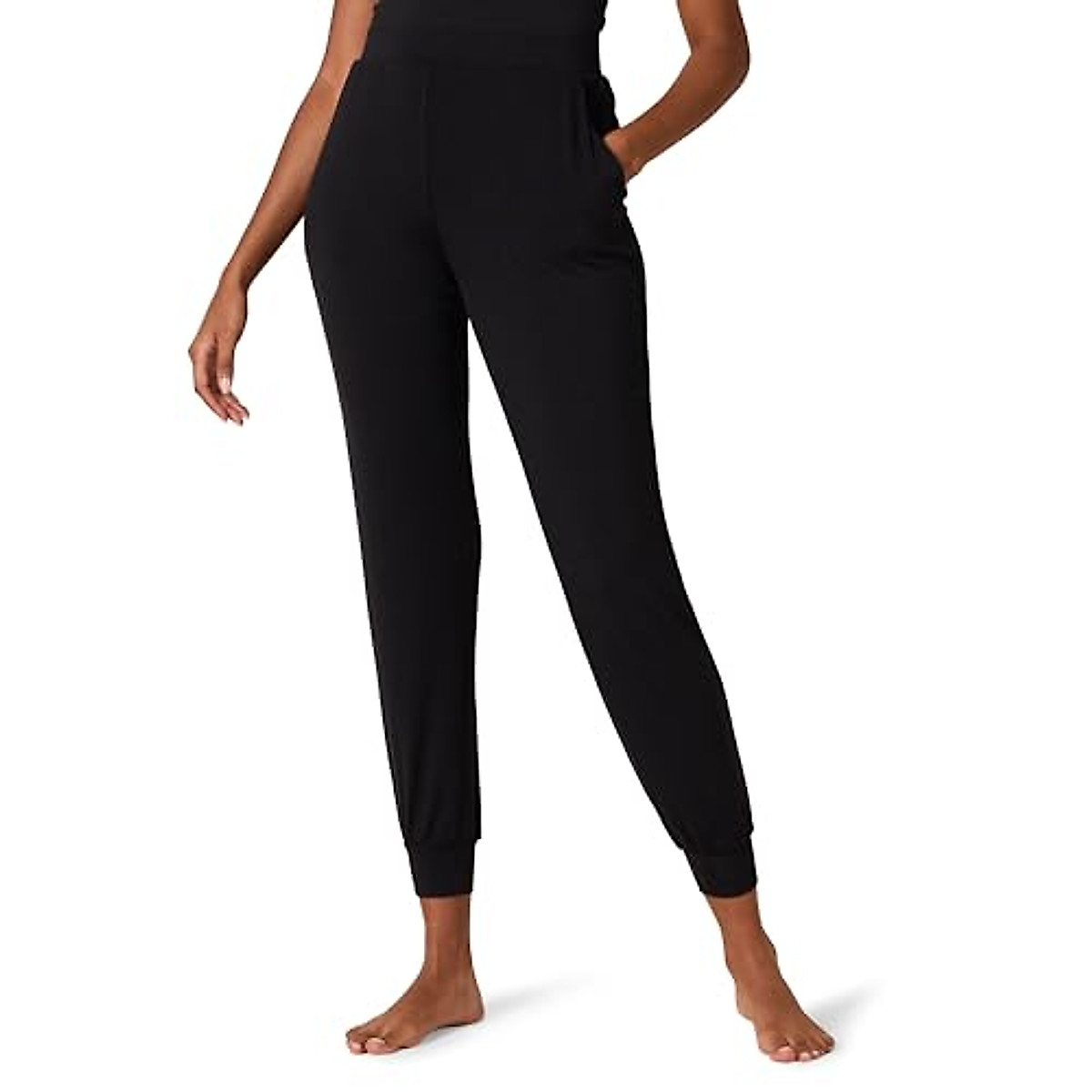 Amazon Essentials Womens Pajama Pants, Lightweight Knit Jersey Jogger Lounge Sleep Wear with Pockets, Black, X-Large