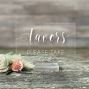 Acrylic Wedding Favors Sign | Favors Please Take One Acrylic Sign | Acrylic Favors Sign | Wedding Favors Sign | Acrylic Wedding Sign (5X7, Clear Acrylic Stand)