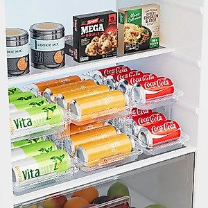 Skycarper Automatic Glide Adjustable Drink Organizer, Clear Soda Can Dispenser Organizer for Pantry Refrigerator, Set of 2