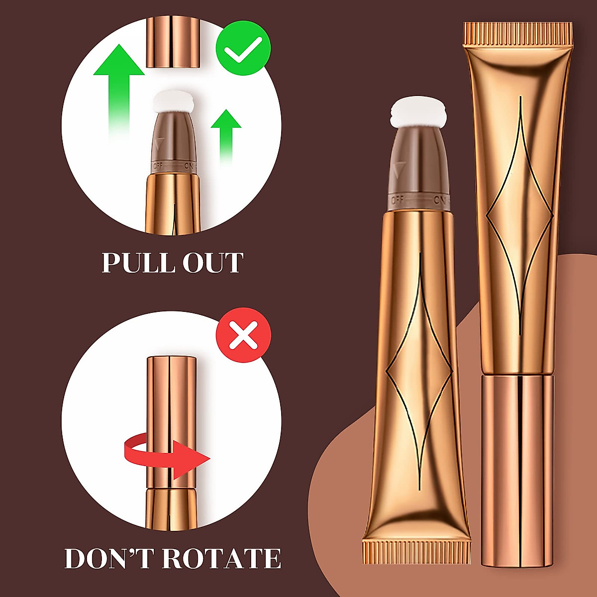 Reddhoon Contour Beauty Wand, Liquid Face Contouring & Highlighter & Blusher Stick with Cushion Applicator, Smooth Natural Matte Finish, Lightweight Blendable Super Silky Cream (3Pcs (01#Contour+02#Blush+04#Highlighter))