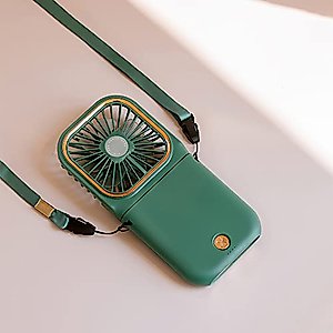 New 2021 Upgrade Handheld Fan Small Personal Fan with 3 Speeds Neck Rechargeable Portable Fan Powerful Mini USB Outdoor Fan Quiet Small Desk Fan Free Angle Good for Travel Home Office School - Green