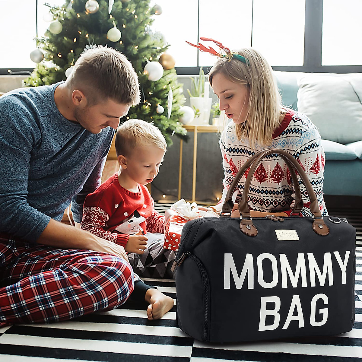 Sucipi Diaper Tote Bag,Hospital Bag,Mommy Bag for Hospital,Large Capacity Waterproof Multifunctional hospital bags for labor and delivery Baby Tote Bag for Baby Care (Black)