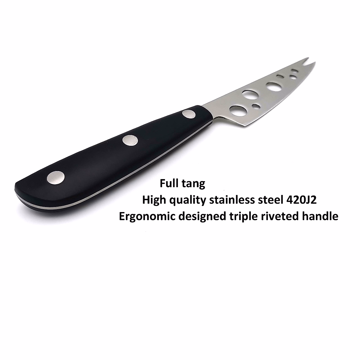 Cheese Knife, MATTSTONE HILL 4 inches All Purpose Cheese Knife - Soft & Semi Hard Cheese Knife, Premium Stainless Steel, Black Handle