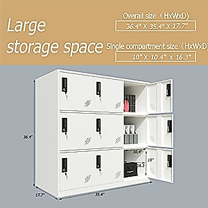 MECOLOR Full White Color Metal Office and Home Storage Cabinet Locker with 9 Doors Garage Tool Cabinets (Full White, 9D)…