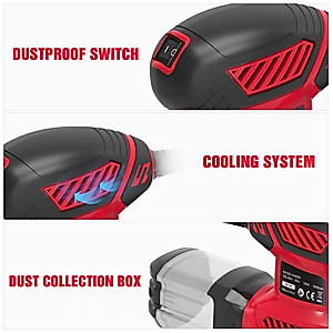 Detail Sander, 130W Compact Electric Sander, 14000 RPM, with 20PCS Sandpaper Mouse Sander, Hand Sanders with Multi-Function efficient Dust Box Collection System, Suitable for Sanding, Polishing, etc.