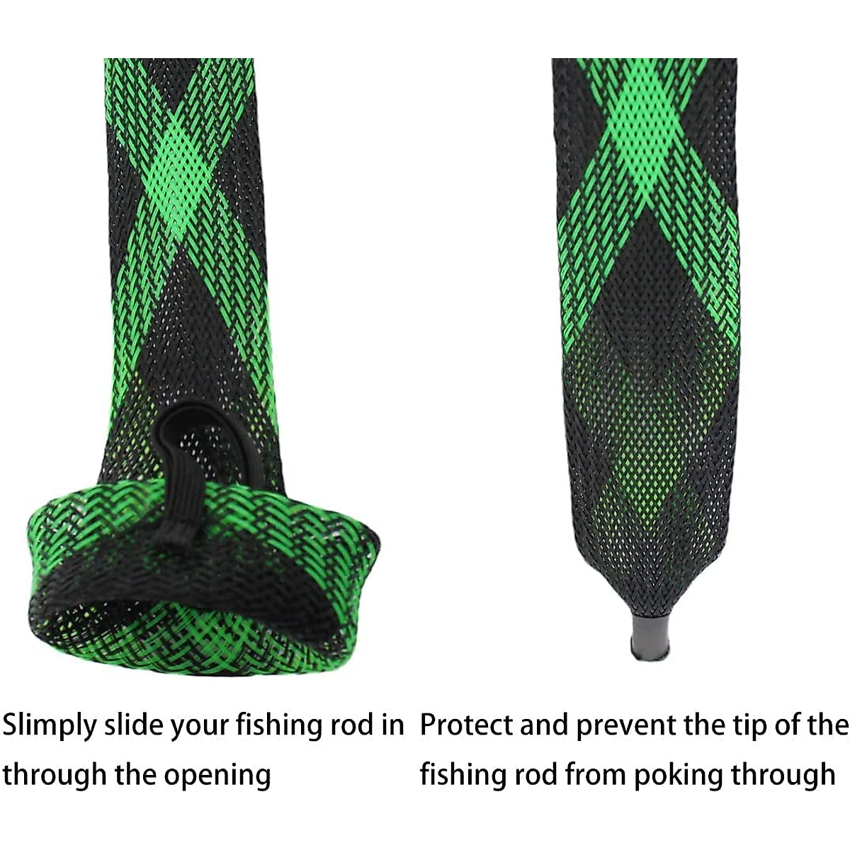 Anzeho Rod Socks Fishing Rod Sleeve 6Pcs Fishing Pole Protect Cover Braided Mesh 67 inches for Spinning Fishing Rod, Casting Rods Glove, Bait Caster Rods