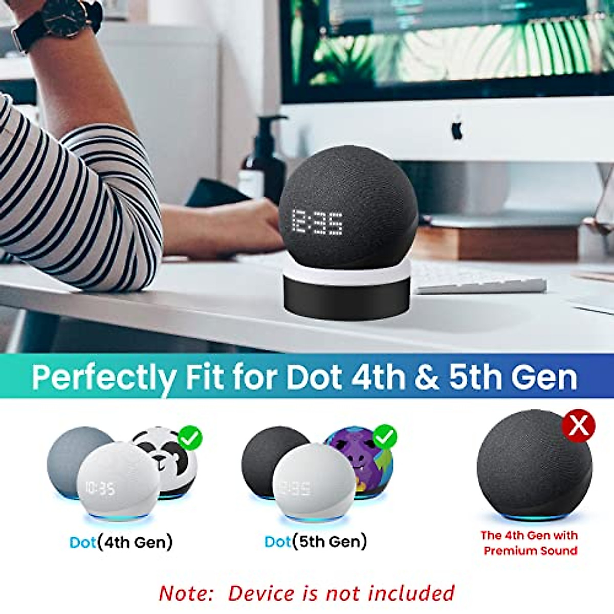 FUQINTOP Dot 4th/5th Generation Stand, Table Holder Mount with Light Guide, Enhance Light Effect, Space-Saving Dot 4/5 Accessories with Cable Management, Black