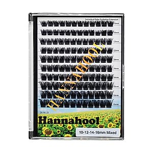 10Rows,Large Pack Grafting Mixed 10-12-14-16mm/14-16-18mm/12-14-16mm Wide Stem Cluster Eyelashes D Curl Individual False Eyelashes Home DIY Eye Lashes Extensions (mixed 10-12-14-16mm)
