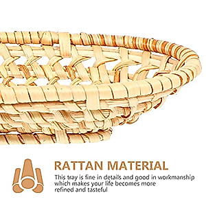 Holibanna Rattan Woven Storage Tray Guest Towel Tray Napkin Holder Sundries Basket Tabletop Organizer for Vanity Bathroom Tea Table