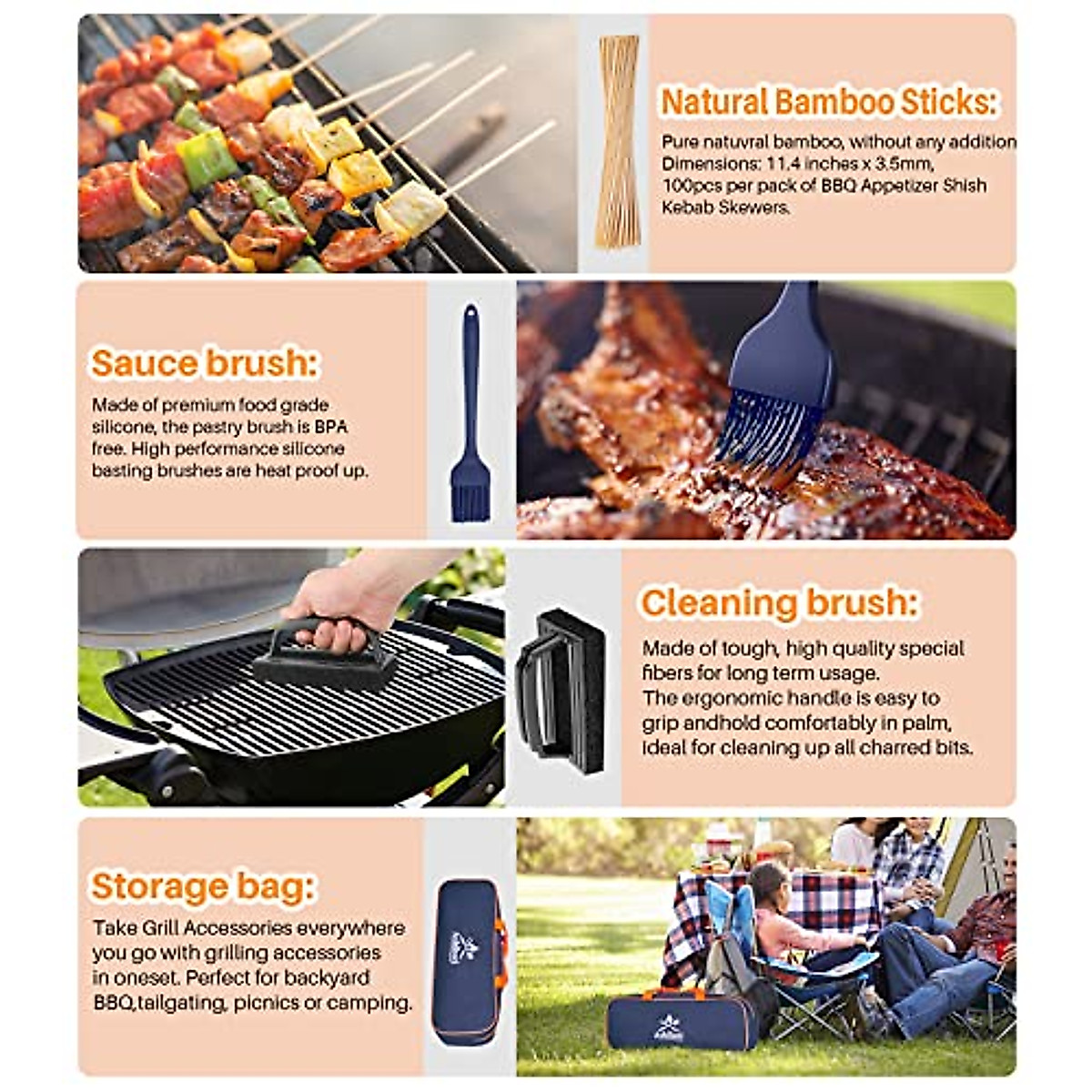 Griddle Accessories Kit,Upgrade 138pcs Flat Top Grill Accessories Set for Blackstone and Camp Chef,Spatula,Scraper,Griddle Cleaning Kit Carry Bag for Hibachi Grill, Men Outdoor BBQ with Meat Injector