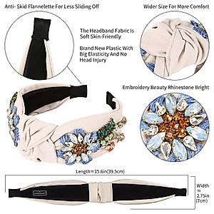 QIANXUAN Rhinestone Crystal Headband For Women Handmade Jewelry Girls Hair Accessories Diamond Fashion Headbands Girl Handmade Beaded Glitter Flower Hairbands