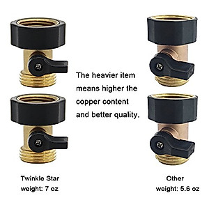 Twinkle Star Heavy Duty Brass Shut Off Valve Garden Hose Connector, Set of 2, TWIS3001