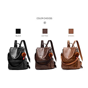 NAITOKE Women Backpack Purse PU Leather Anti-theft Lightweight Ladies Travel Backpack,6766-Brown