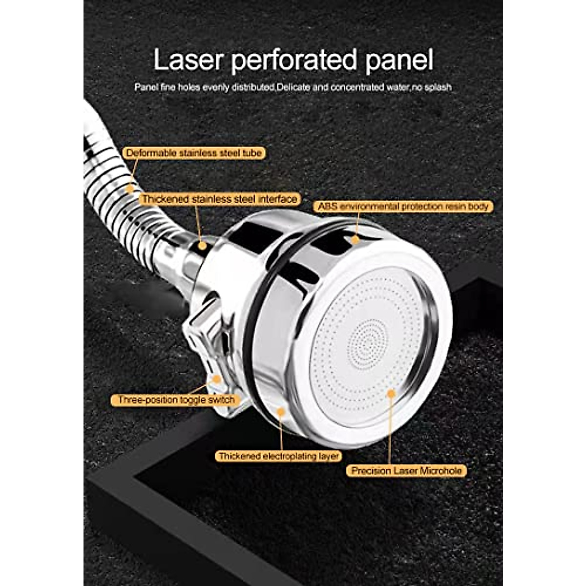 360 Degree Flexible Faucet Sprayer,3 Modes Universal Faucet Extender Sink Sprayer Attachment with Hose Set of 1 Splash Filter Faucet Water-saving Faucet Sprayer Head for Kitchen and Bathroom