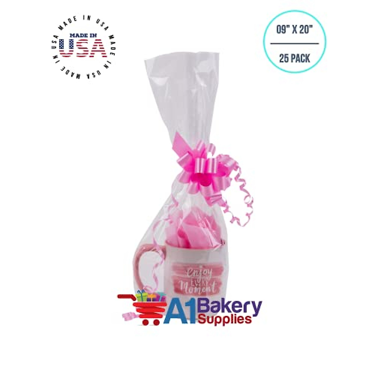 A1 Bakery Supplies Gifwrap Cellophane Bags Gift Warp Basket Bags Gift Basket Bags 10 Pack Bags only (12 In X 24 In)
