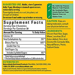 Nature Made Fiber Gummies 5 g per Serving, Fiber Supplement for Digestive Health Support, 90 Gummies, 30 Day Supply