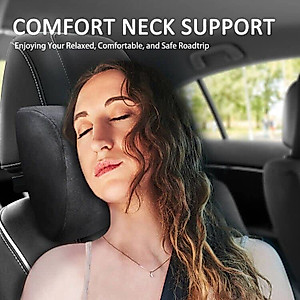 HSWT Car Headrest Pillow Support - DIY Position Adjustable Car Neck Pillow for Car Driving,Ergonomic Memory Foam Car Pillow for Sleeping Head Rest for Car Seat Kids Adults Neck Pain Relief