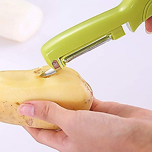 1PCS Electric Peeler Stainless Steel Fruit Potato Peeler Electric Peeling Graters for Kitchen (Green, One Size)
