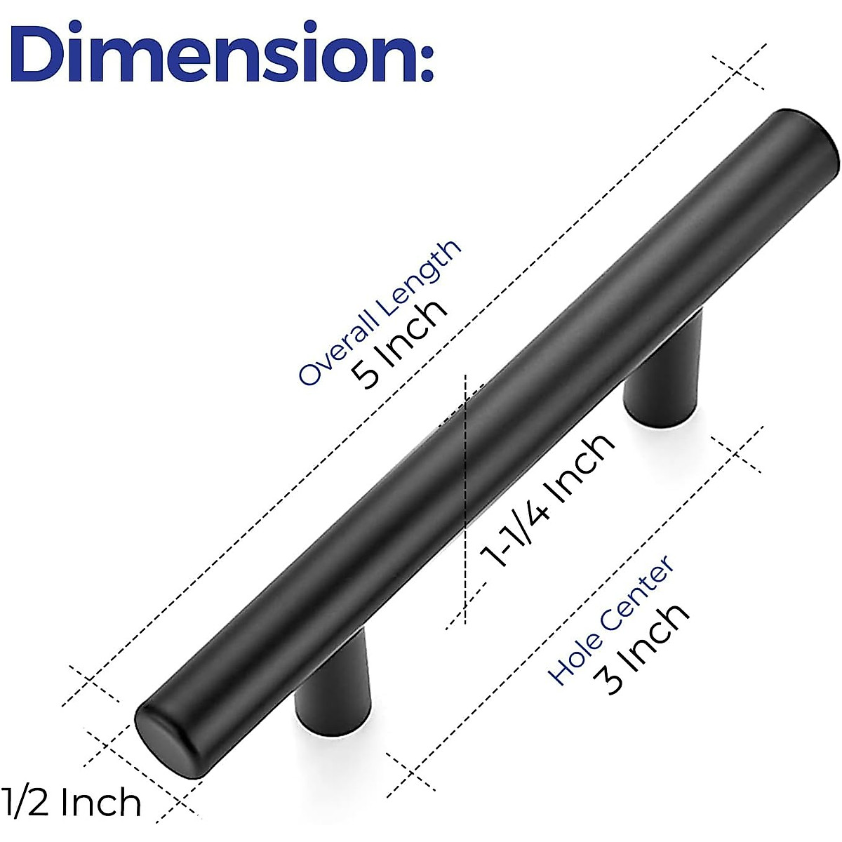 Ravinte 18 Pack | 5 inch Cabinet Pulls Matte Black Stainless Steel Kitchen Drawer Pulls Cabinet Handles 5 inchLength, 3 inch Hole Center