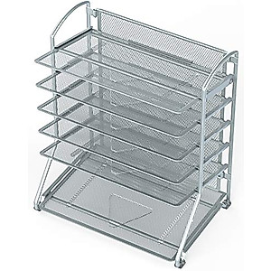 SimpleHouseware 6 Trays Desktop Document Letter Tray Organizer, Silver