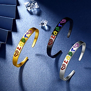 beautlace LGBT Bracelets 18K Gold Plated Gay & Lesbian Pride Bracelet Charm Jewelry for Men and Women KB0006Y