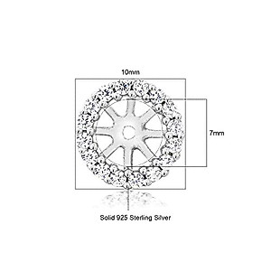 Gem Stone King 925 Sterling Silver White Zirconia Women Earring Jackets For 7.00MM Round Cut Studs
