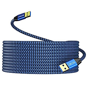 USB to USB Cable 20FT,Durable Braidedfor USB 3.0 Male to Male Type A to Type A Cable Data Transfer Compatible with Hard Drive, Laptop, DVD Player, TV, USB 3.0 Hub, Monitor, Camera, Set Up Box and More