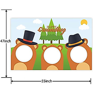 Happy Groundhog Day Banner Cute Animals Theme Pretend Play Party Game Decor Decorations for Season Forecast 1st Birthday Party Spring February 2nd Holidays Festival Groundhog Day Supplies Background