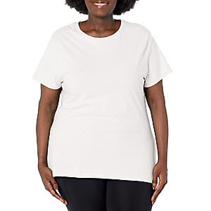 Hanes Plus-Size Pure Cotton Jersey T-Shirt, Wide Classic Crewneck Tee for Women, White1, 2X(18W/20W)
