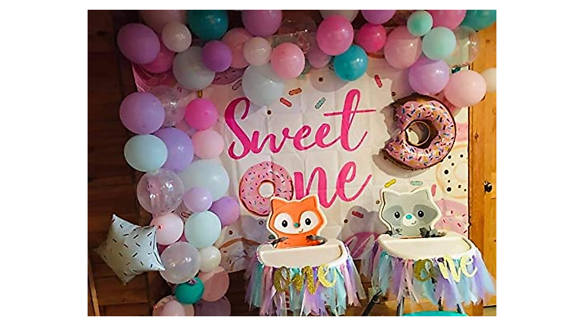 Celebrate First Birthday with Vibrant Donut Party Backdrop 7x5ft